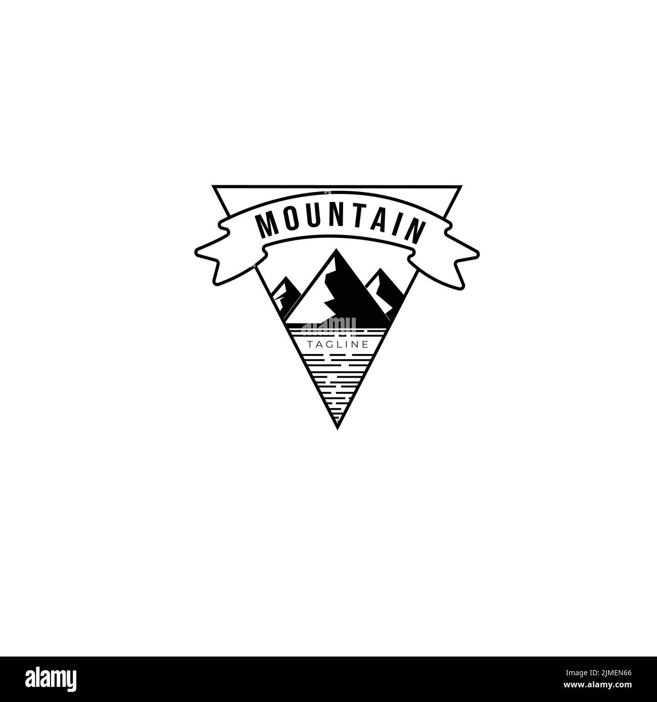 Black Square Logo With Mountains