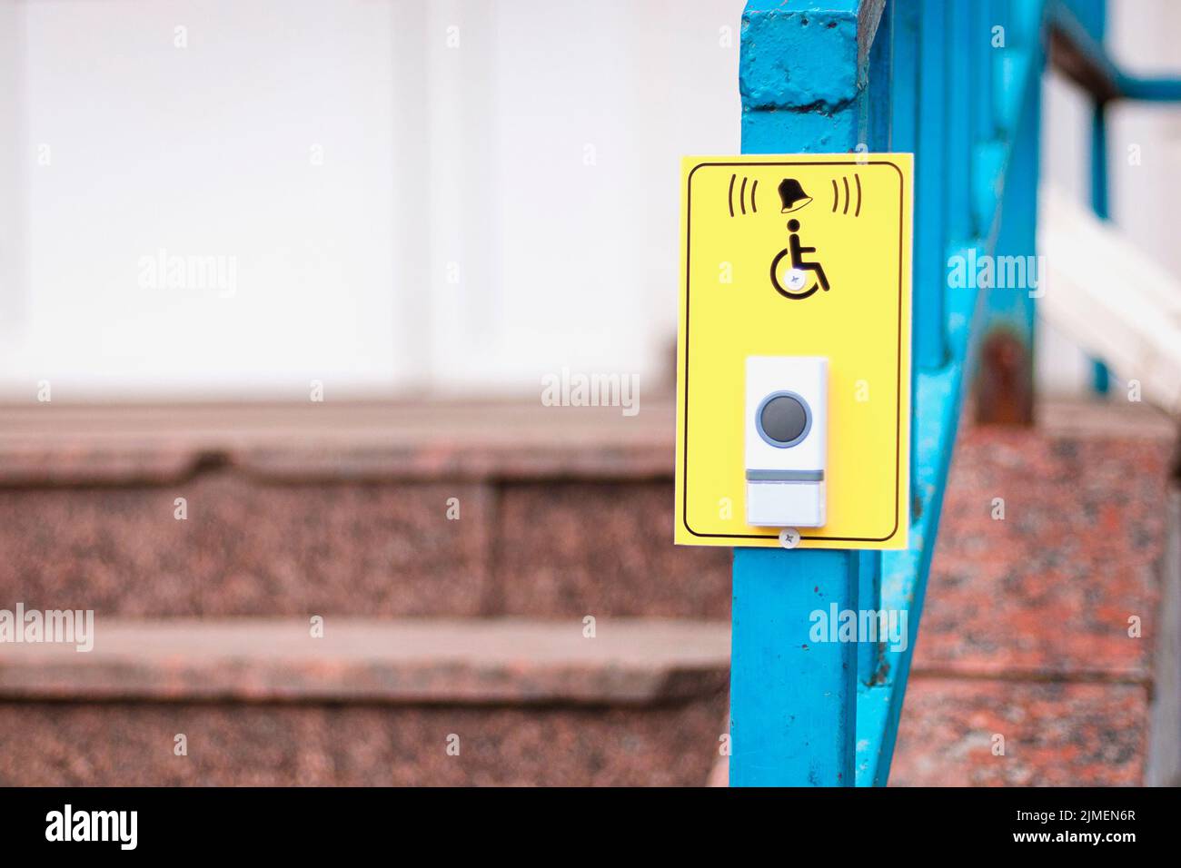 Bell button and disabled person sign for pharmacy customers Stock Photo ...