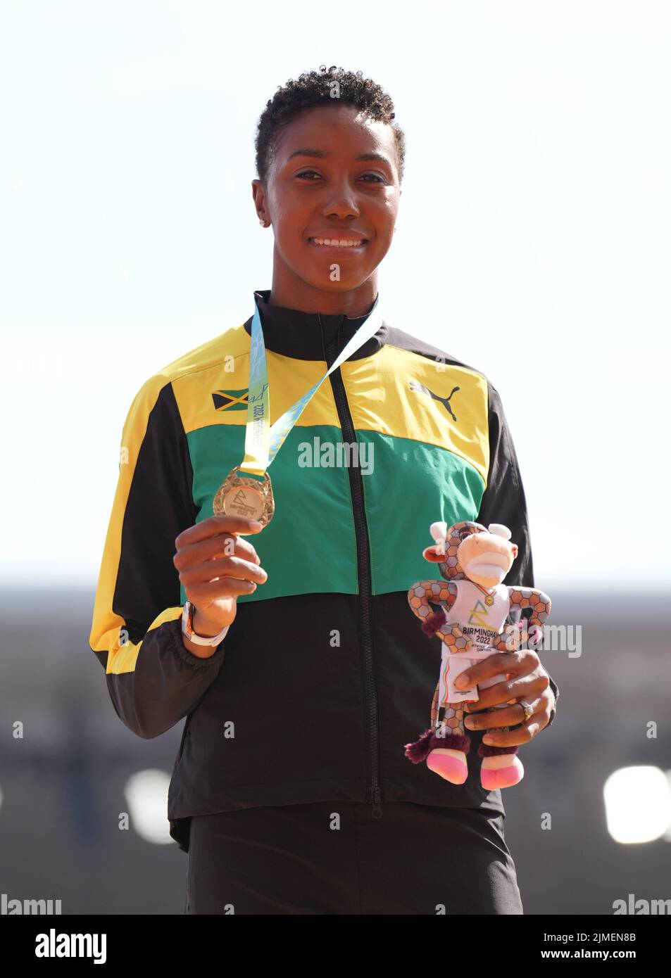 Jamaica's Shanieka Ricketts poses with her gold medal after winning The ...