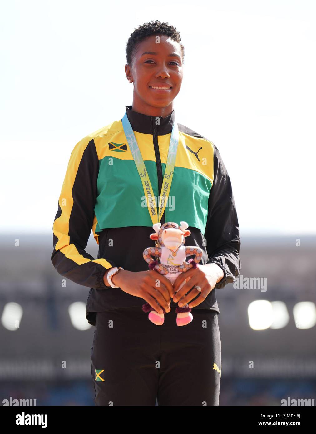 Jamaica's Shanieka Ricketts poses with her gold medal after winning The ...