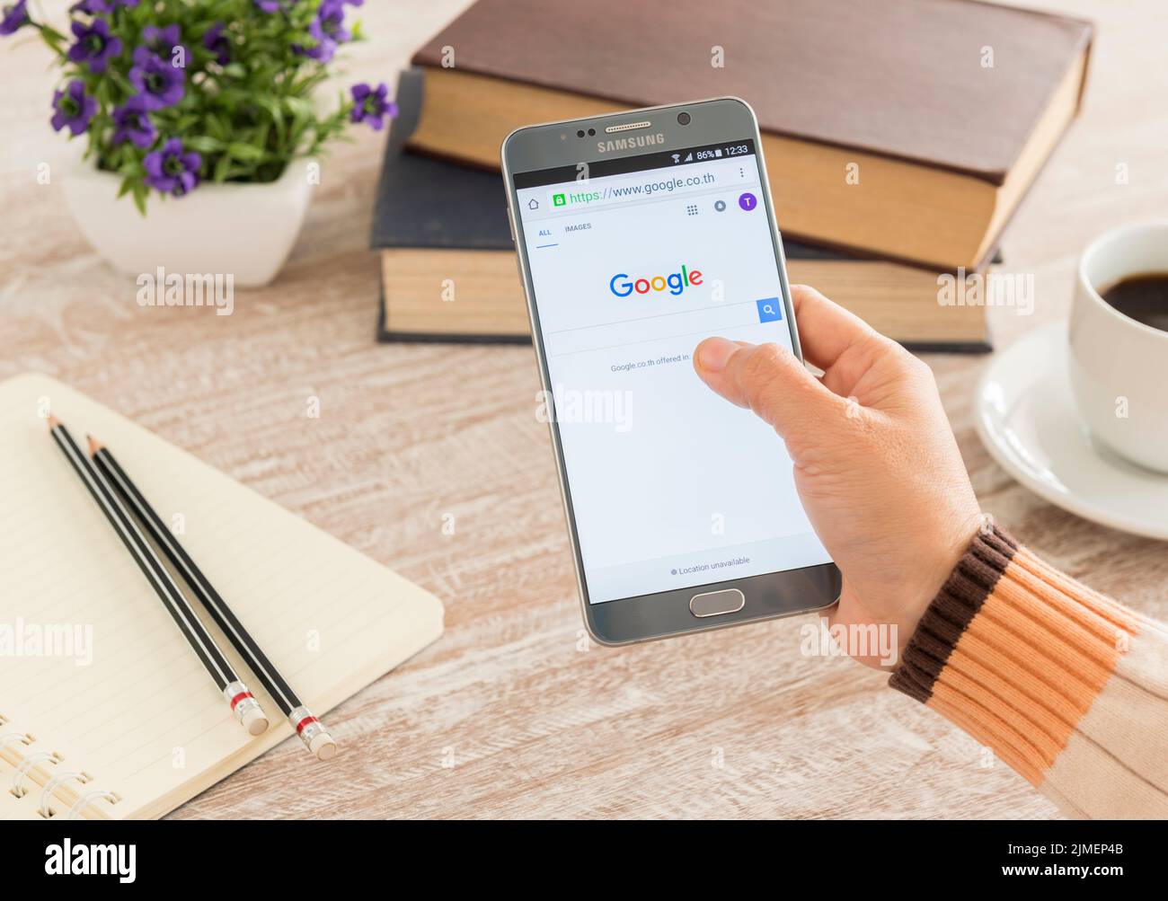 BANKKOK, THAILAND - FEBRUARY 11,2016: Human hands using a smartphone ...