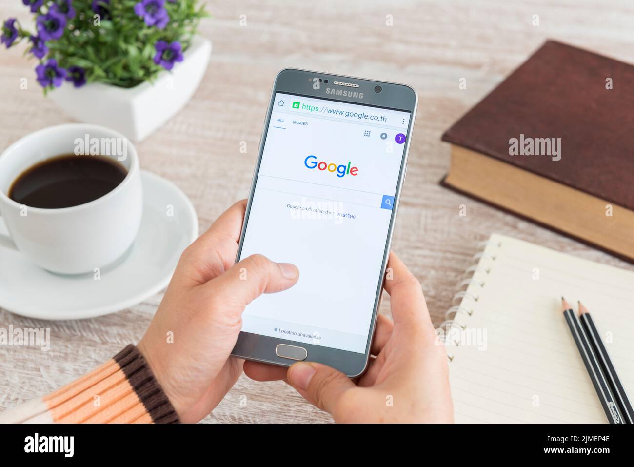BANKKOK, THAILAND - FEBRUARY 11,2016: Human hands using a smartphone ...