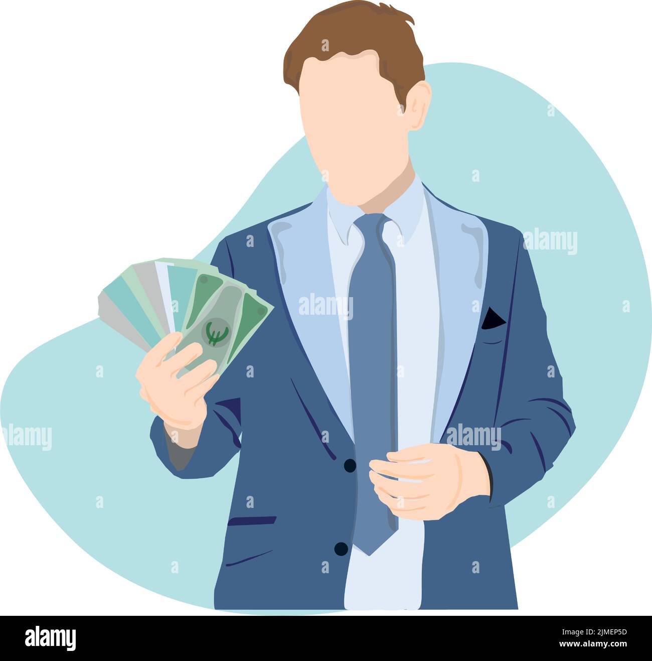 A vector illustration of businessman holding banknotes Stock Vector ...