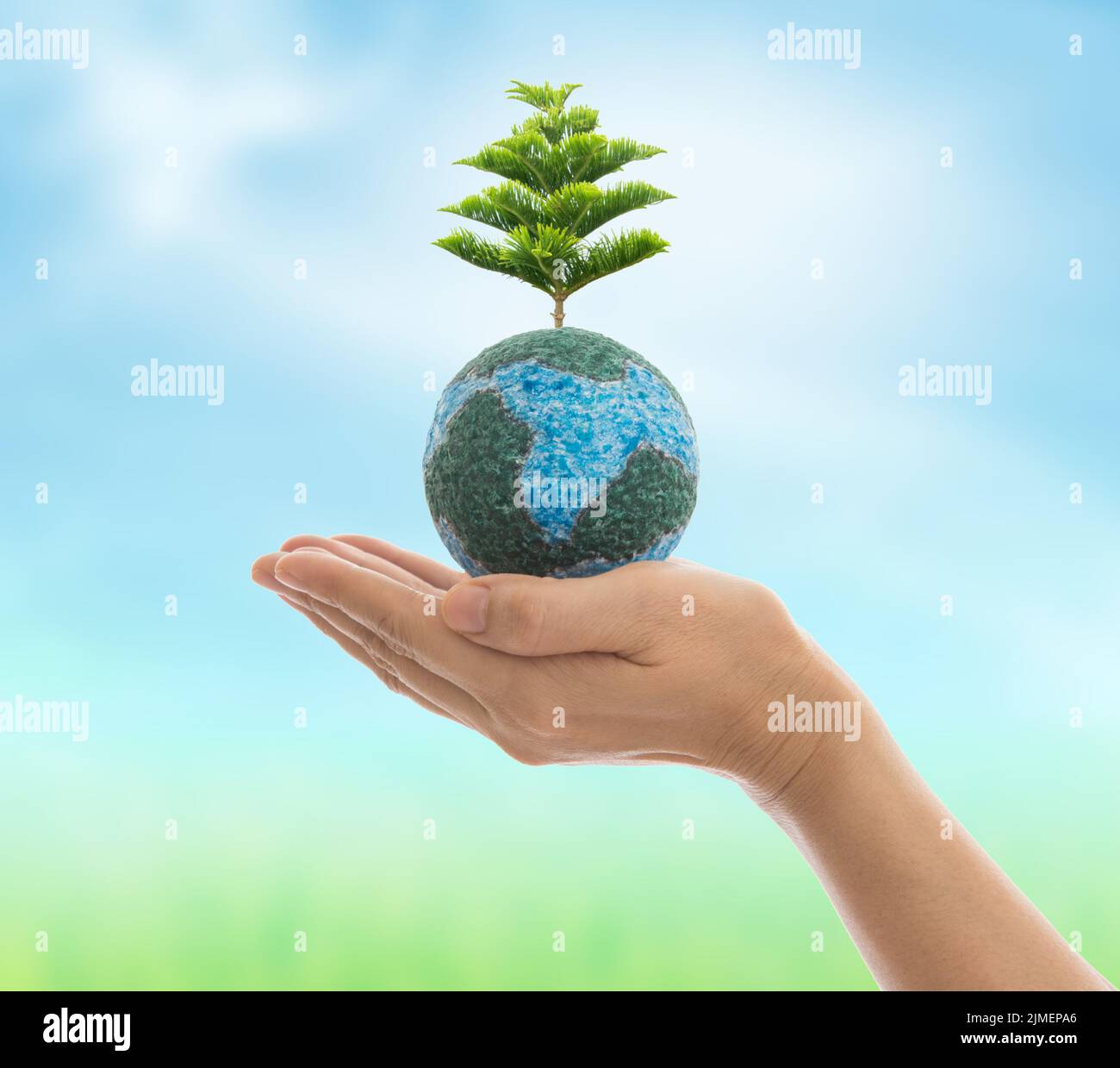 Earth in hand isolated on white background. Environment and ecology ...