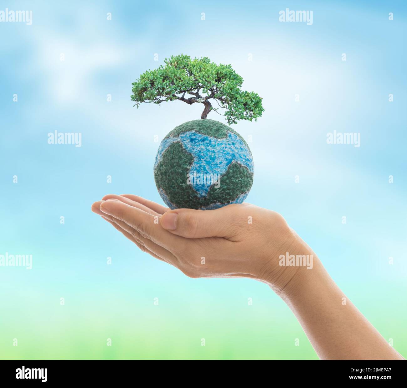 Earth in hand isolated on white background. Environment and ecology ...