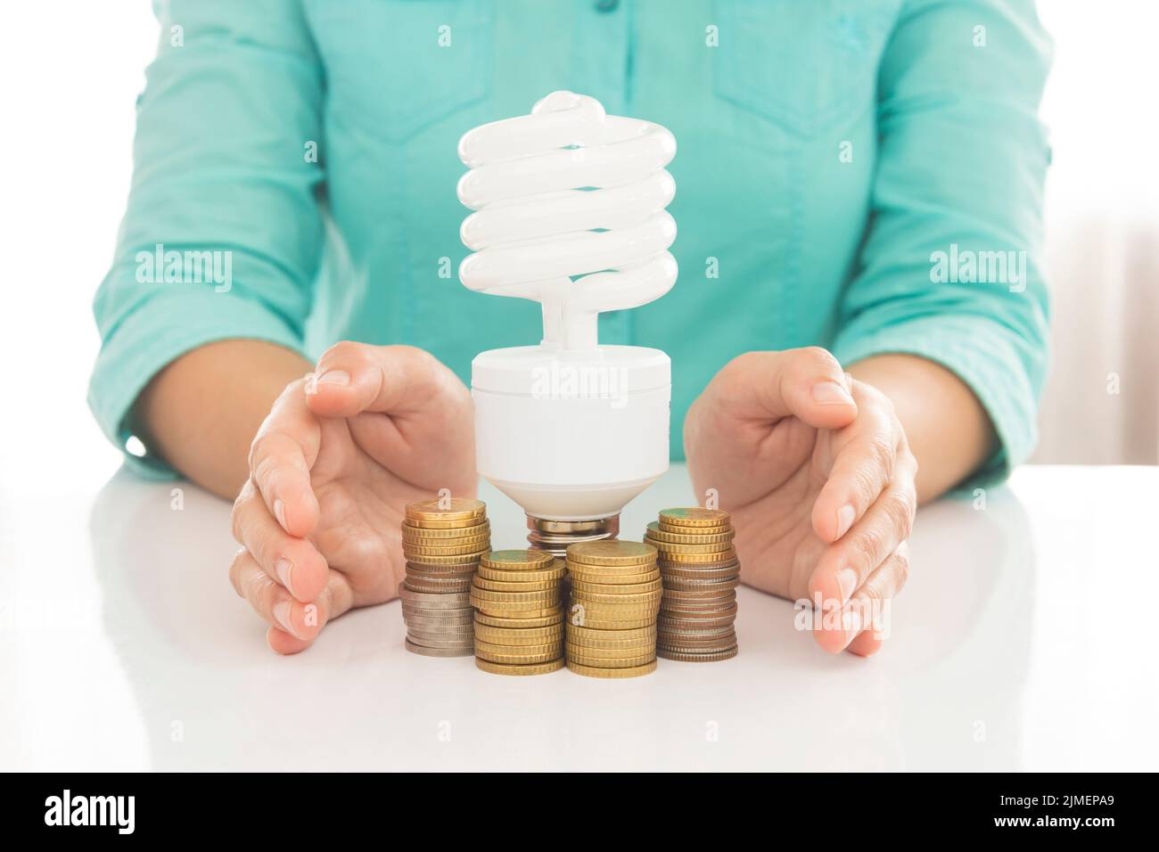 Human hands helped prevent the use of energy, energy-saving concept ...