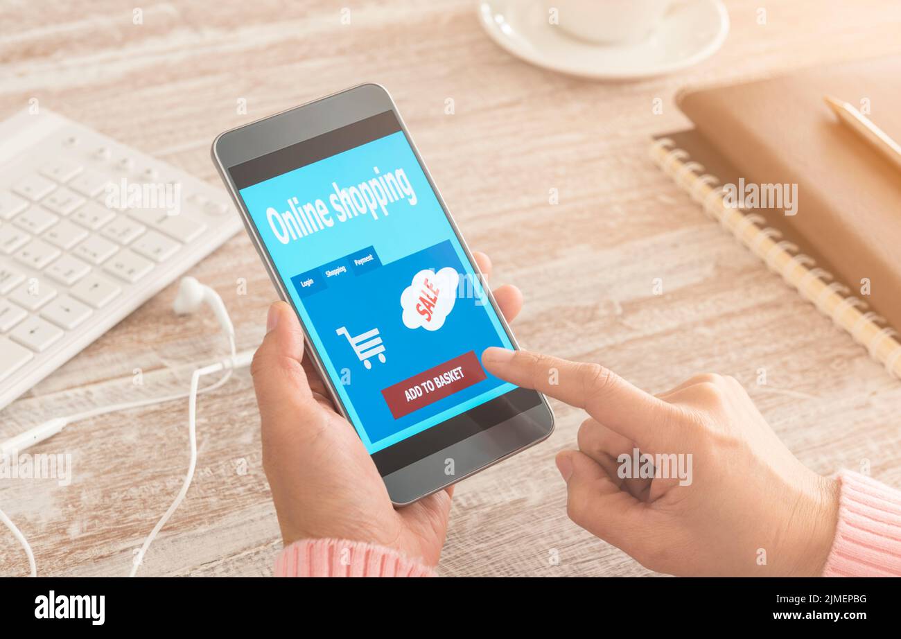 Human using smartphones for online shopping, business and modern ...