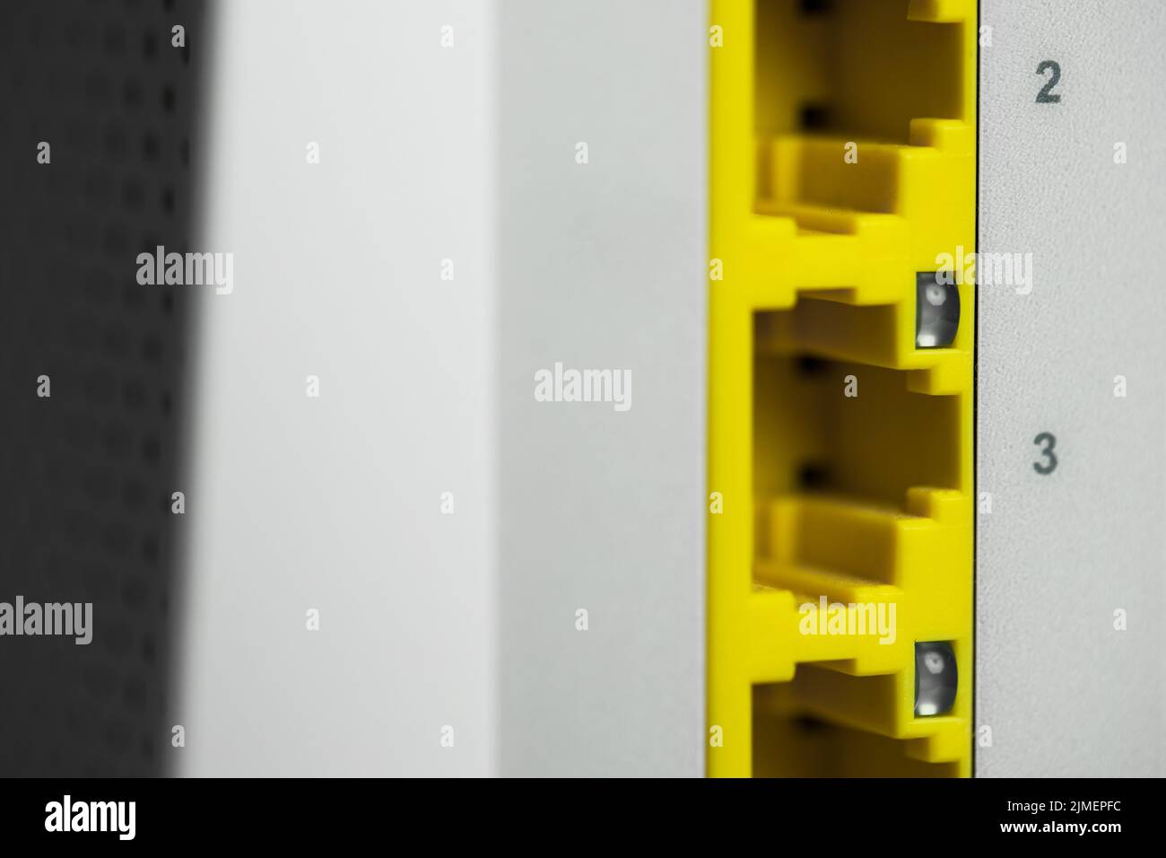 Network inputs on a router Stock Photo - Alamy