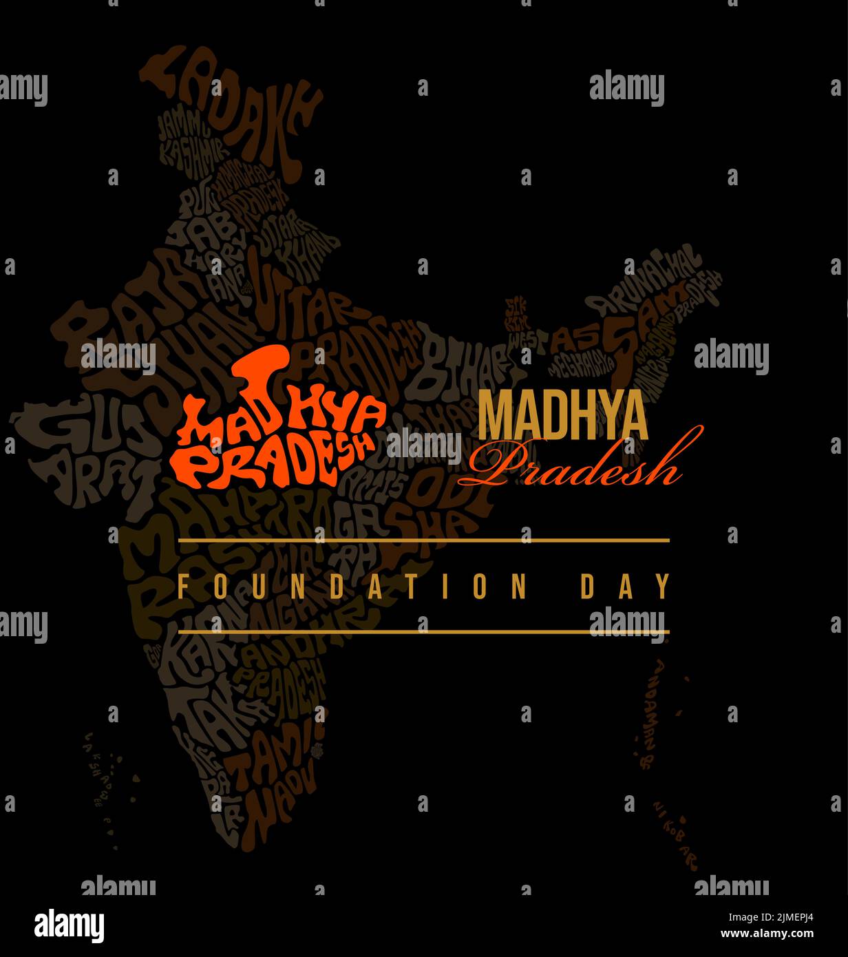Happy Madhya Pradesh Foundation day greetings with map illustration ...