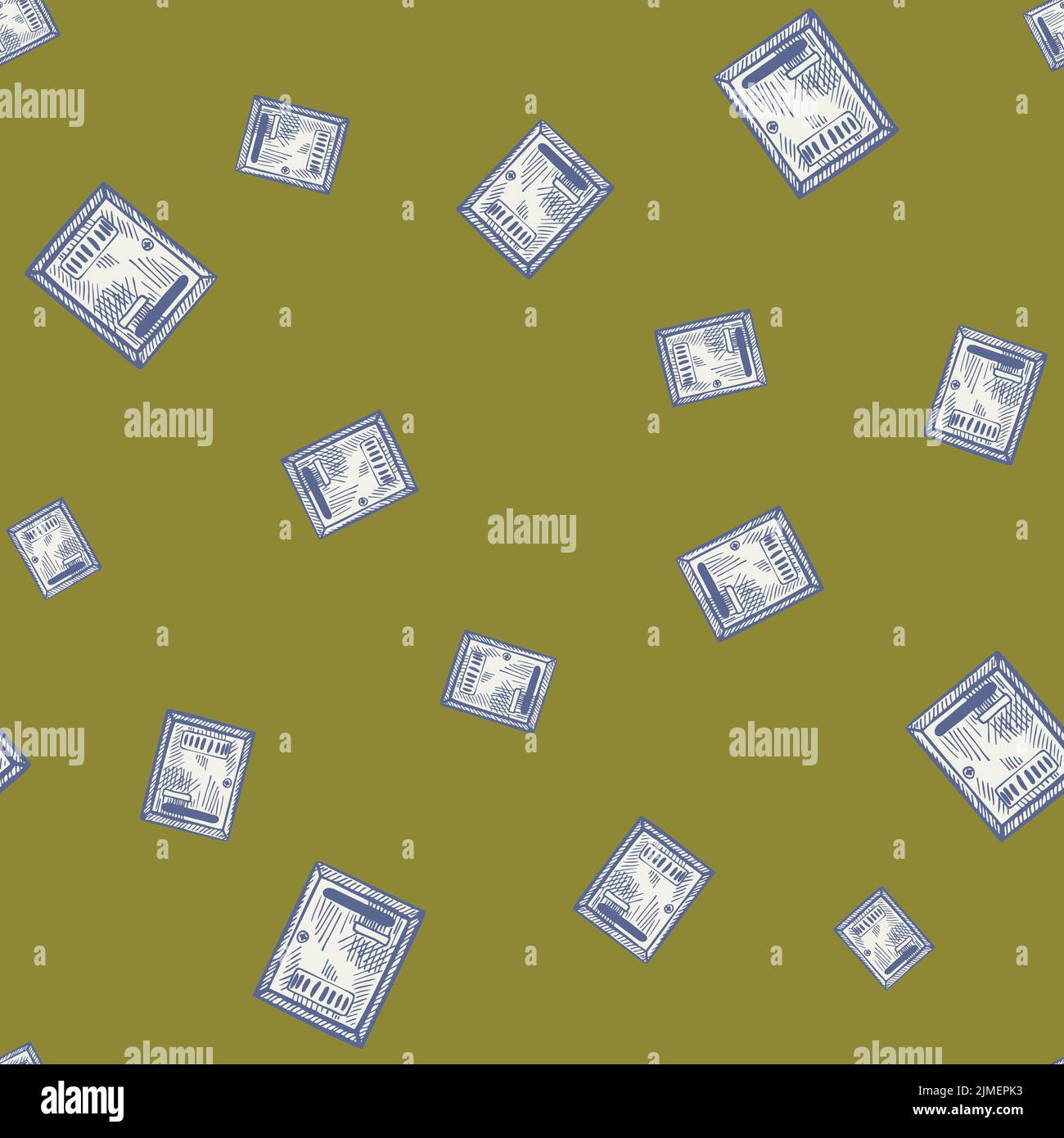 Mailbox engraved seamless pattern. Vintage letterbox in hand drawn ...