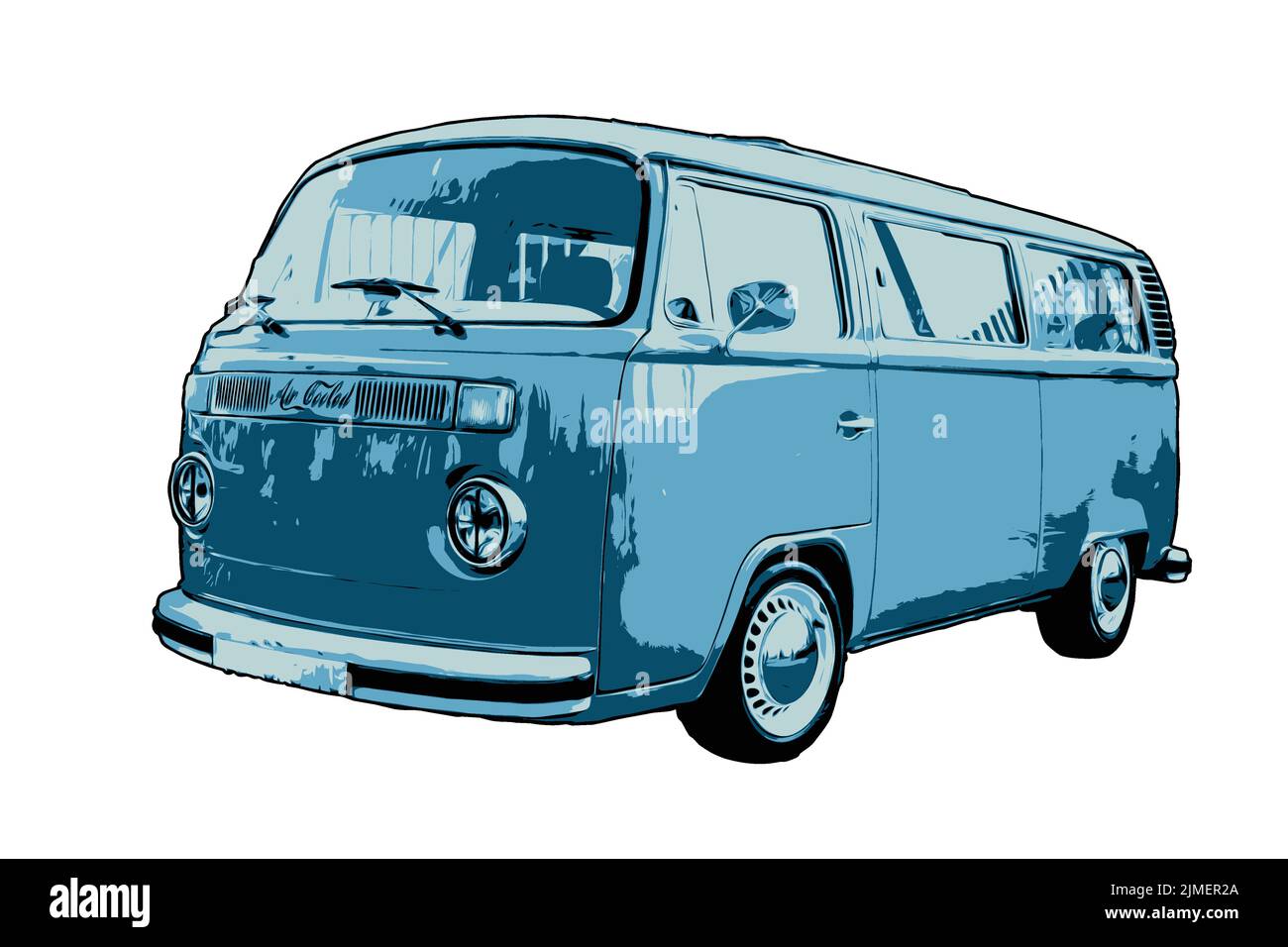 A vintage blue van vector isolated on a white background Stock Vector ...