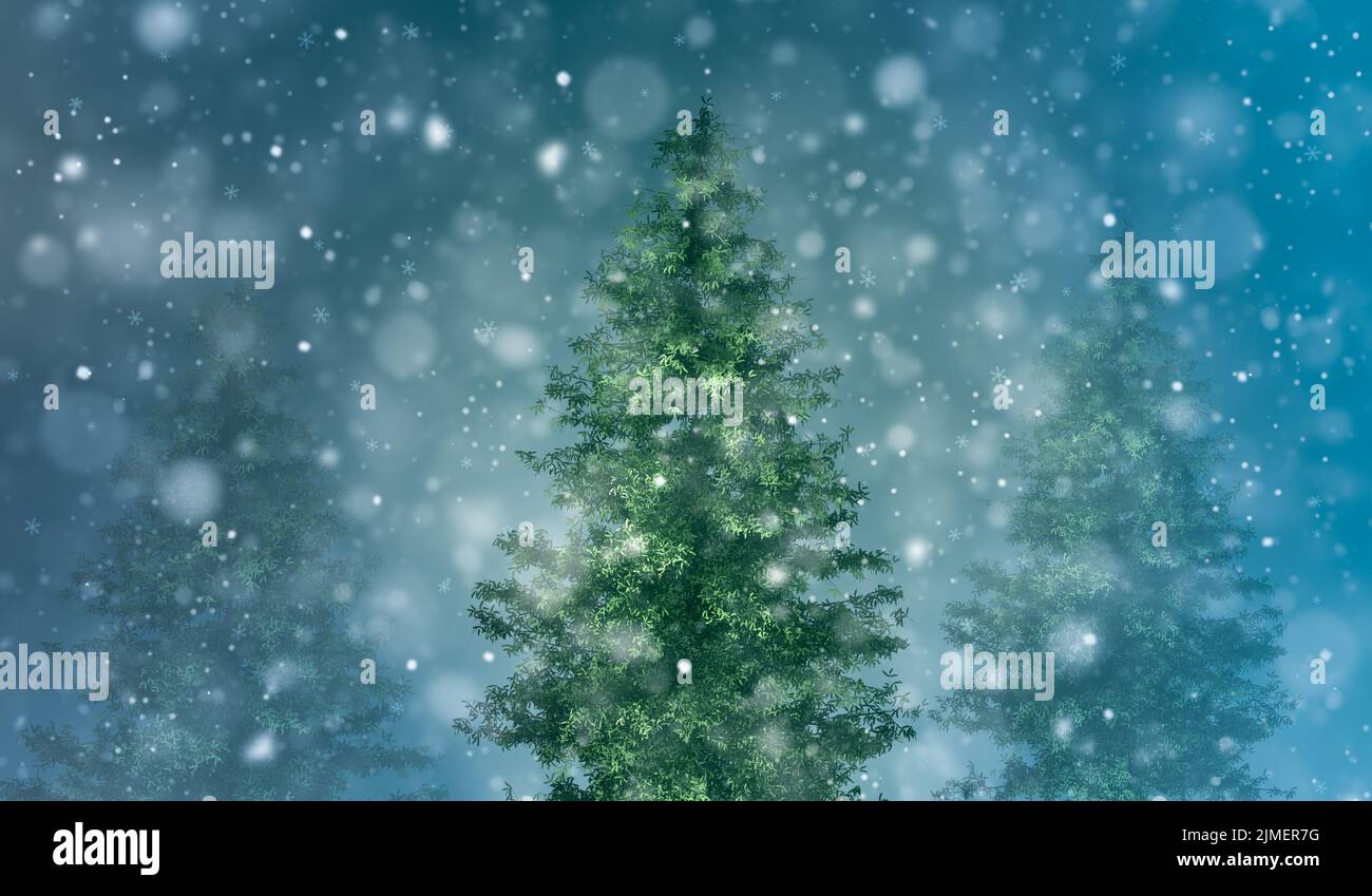 Christmas background with snowy fir trees Stock Photo - Alamy