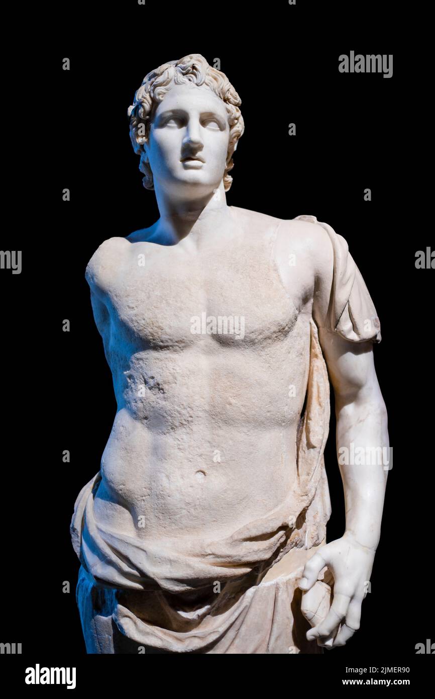 Sculpture of Alexander the Great isolated on black background. Istanbul ...