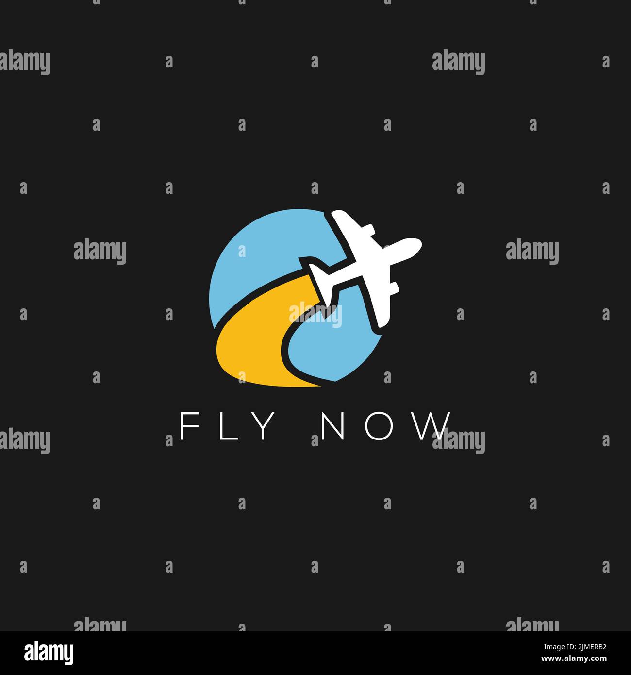 A plane icon with "fly now" text - airlines logo idea Stock Vector ...