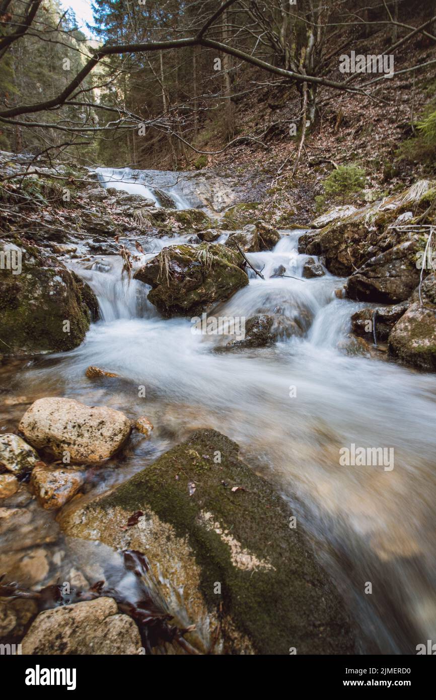 Beautiful white waterfalls in a rocky environment known as Janosikove ...