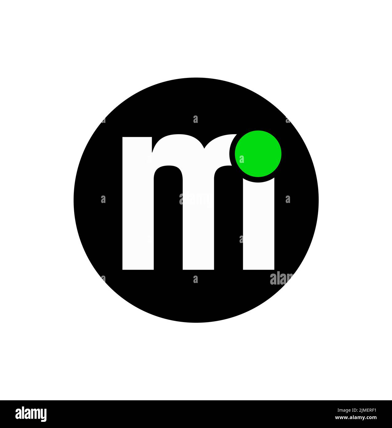 A vector of MI monogram with a green dot on a white background Stock ...