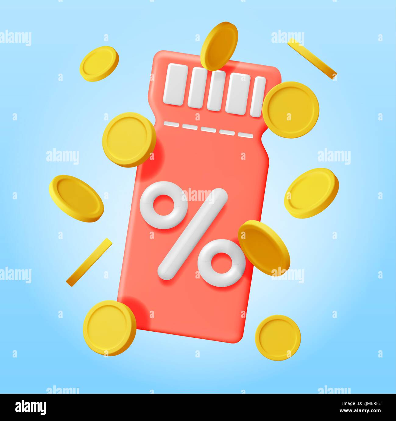 3d Coupon with Percent Symbol and Coins Stock Vector Image & Art - Alamy