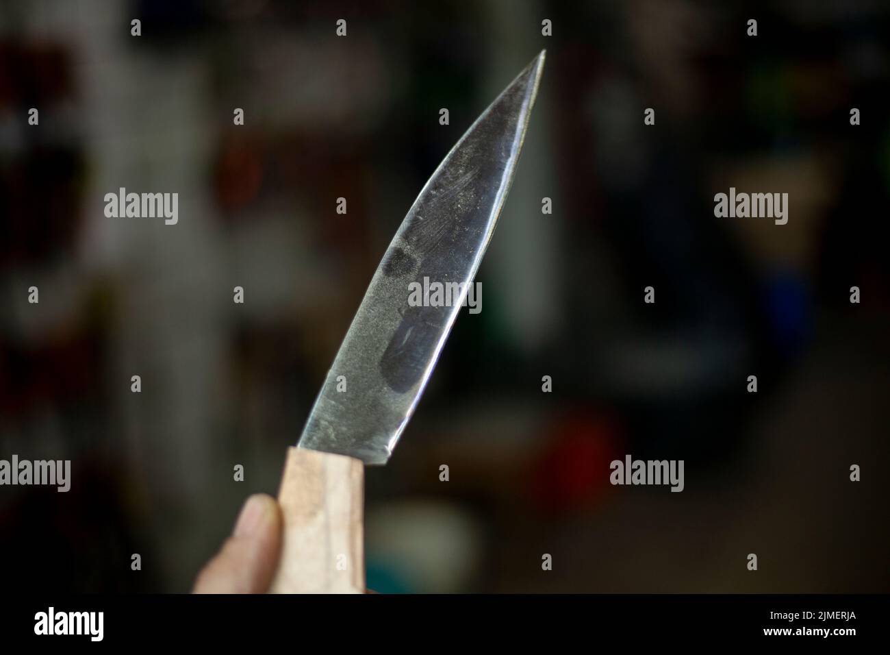 Knife blade. Homemade knife. Steel sheet. Kitchen appliance Stock Photo ...