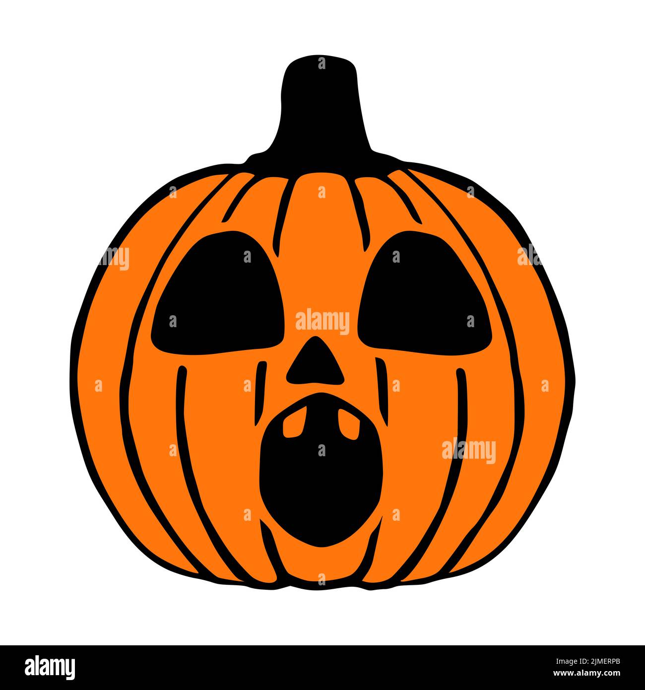 Surprised Jack O Lantern hand drawn art, halloween pumpkin isolated ...