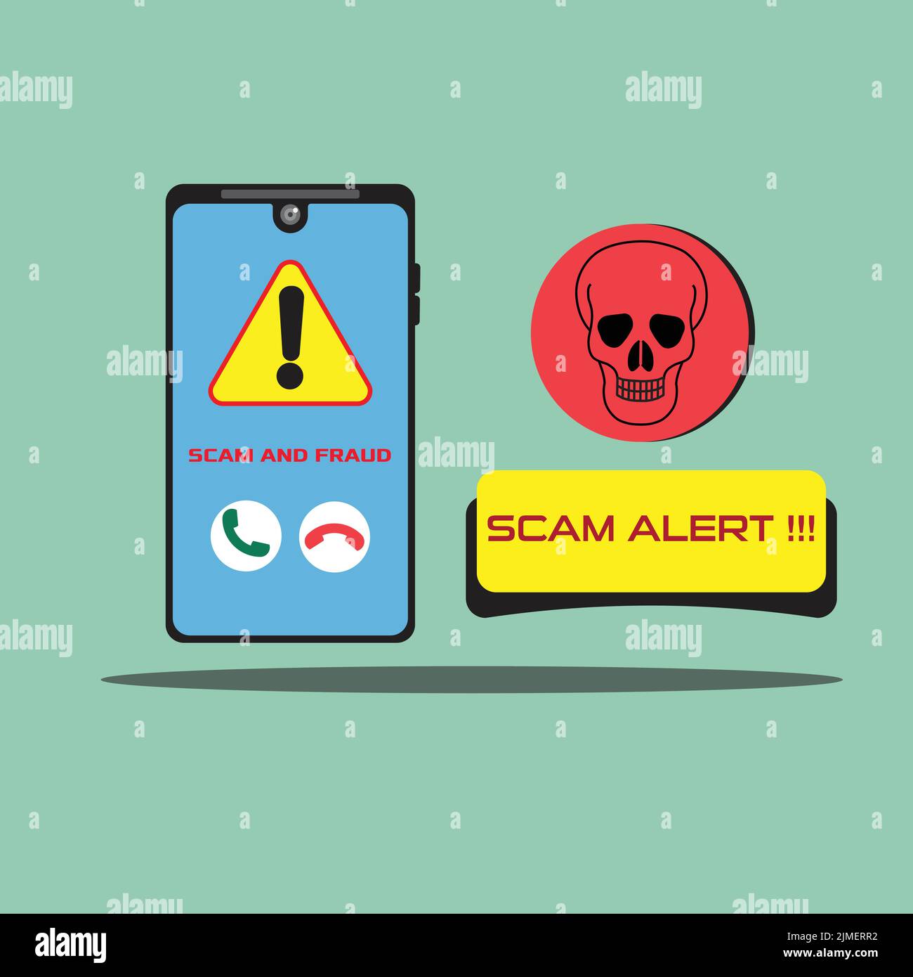 Scam Alert Hacker Attack And Web Security Vector Concept Phishing Scam Network And Internet
