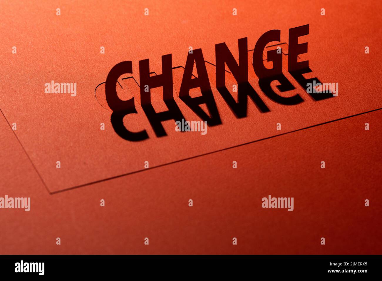 Change word cutting and standing from paper, lit from behind and ...