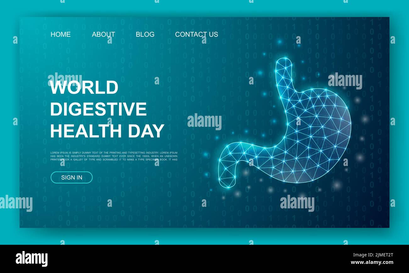 Stomach 3d polygonal website template. Digestive system design ...