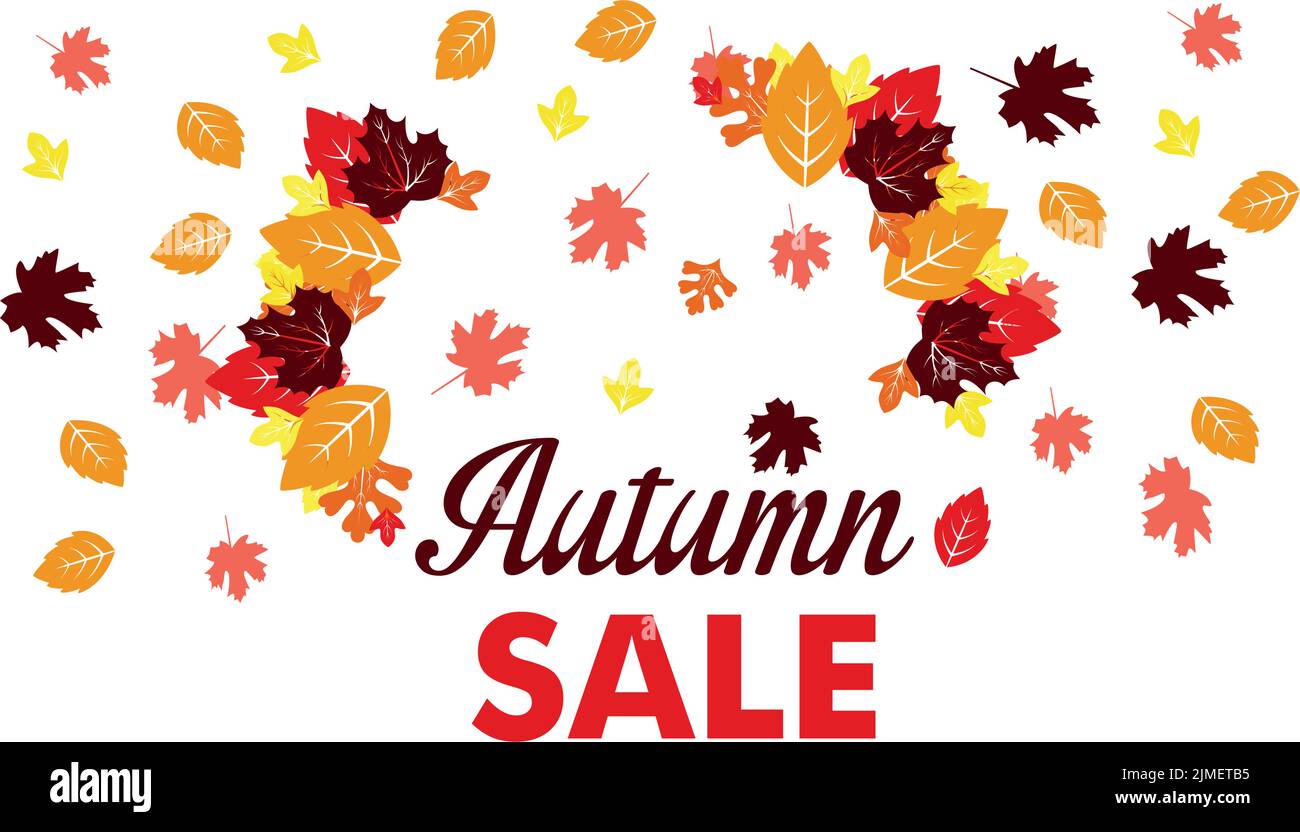 A bright banner for the autumn sale in the form of a circle made of ...