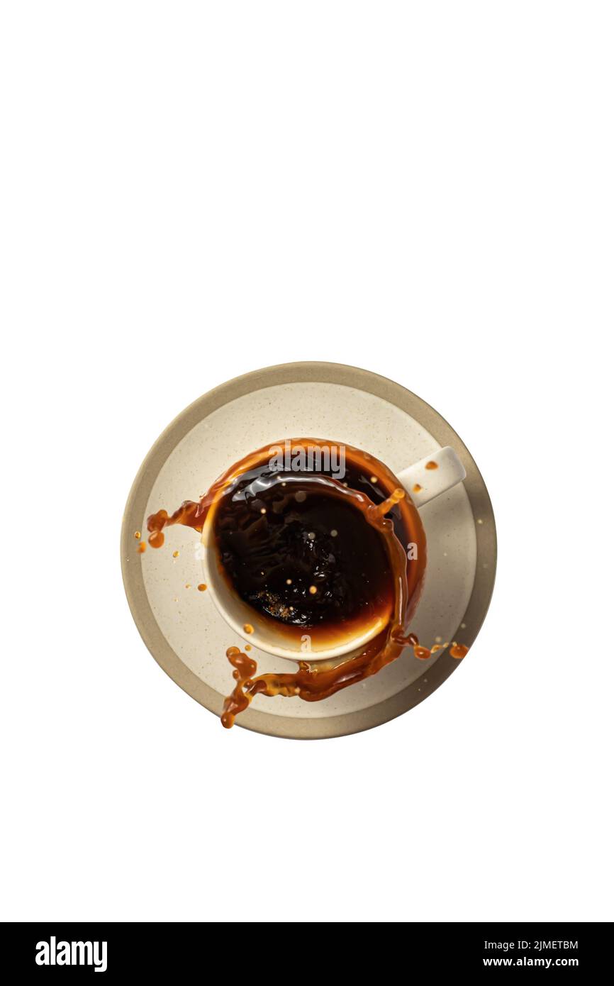 Coffee splash out of a cup isolated on a transparent background. Coffee ...