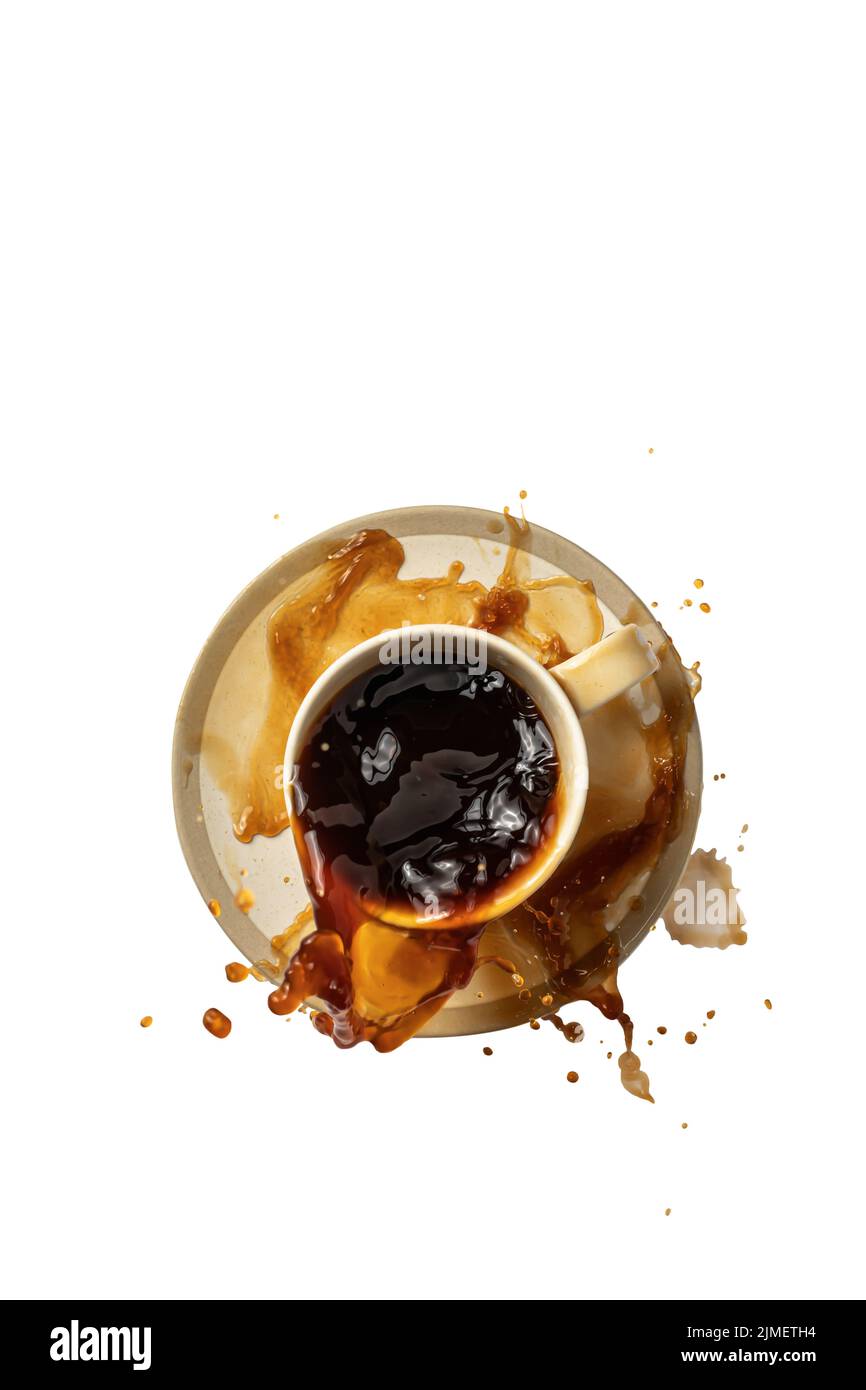 Coffee splash out of a cup isolated on a transparent background. Coffee ...