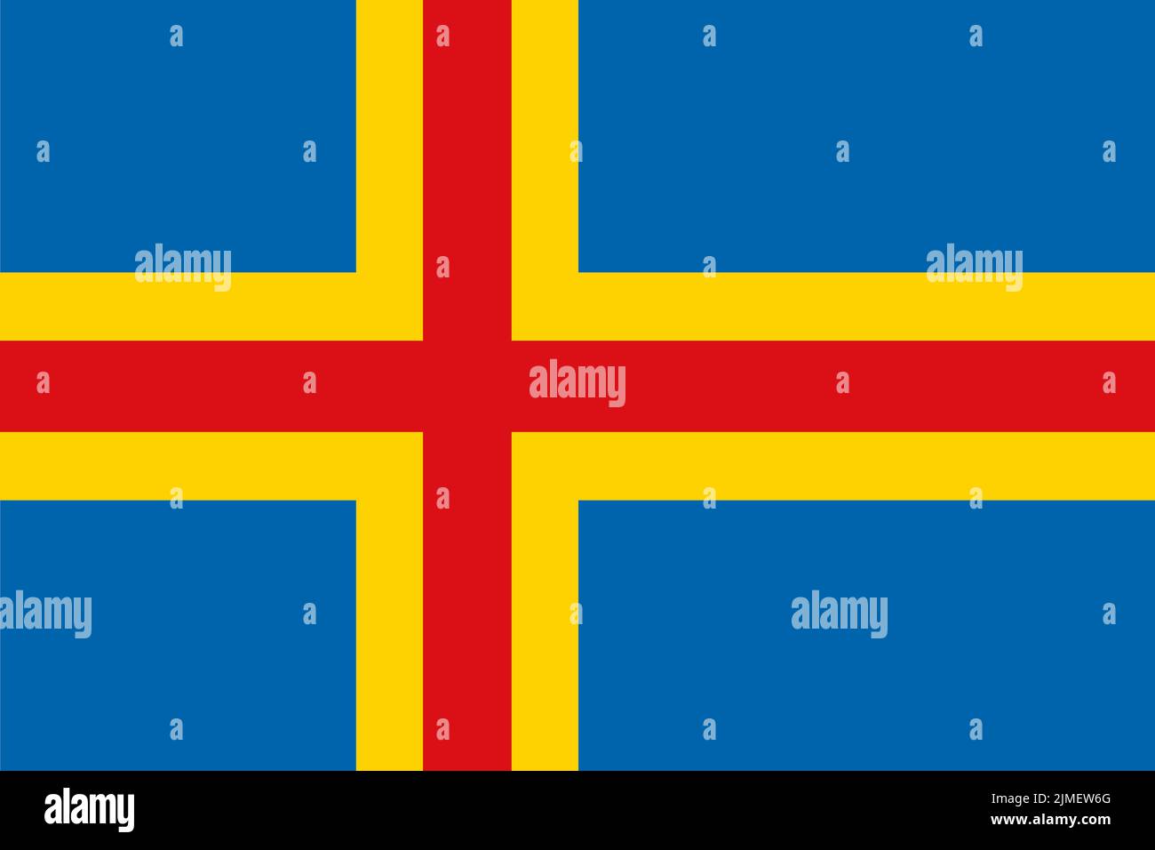The flag of Aland, an autonomous region of Finland in blue yellow and ...