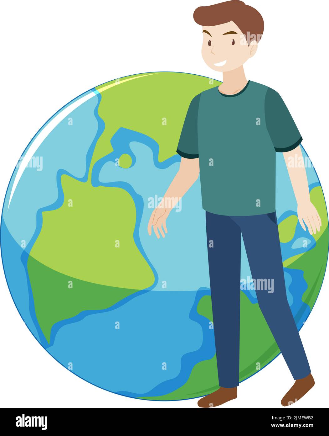 Man stading next to earth cartoon illustration Stock Vector Image & Art ...