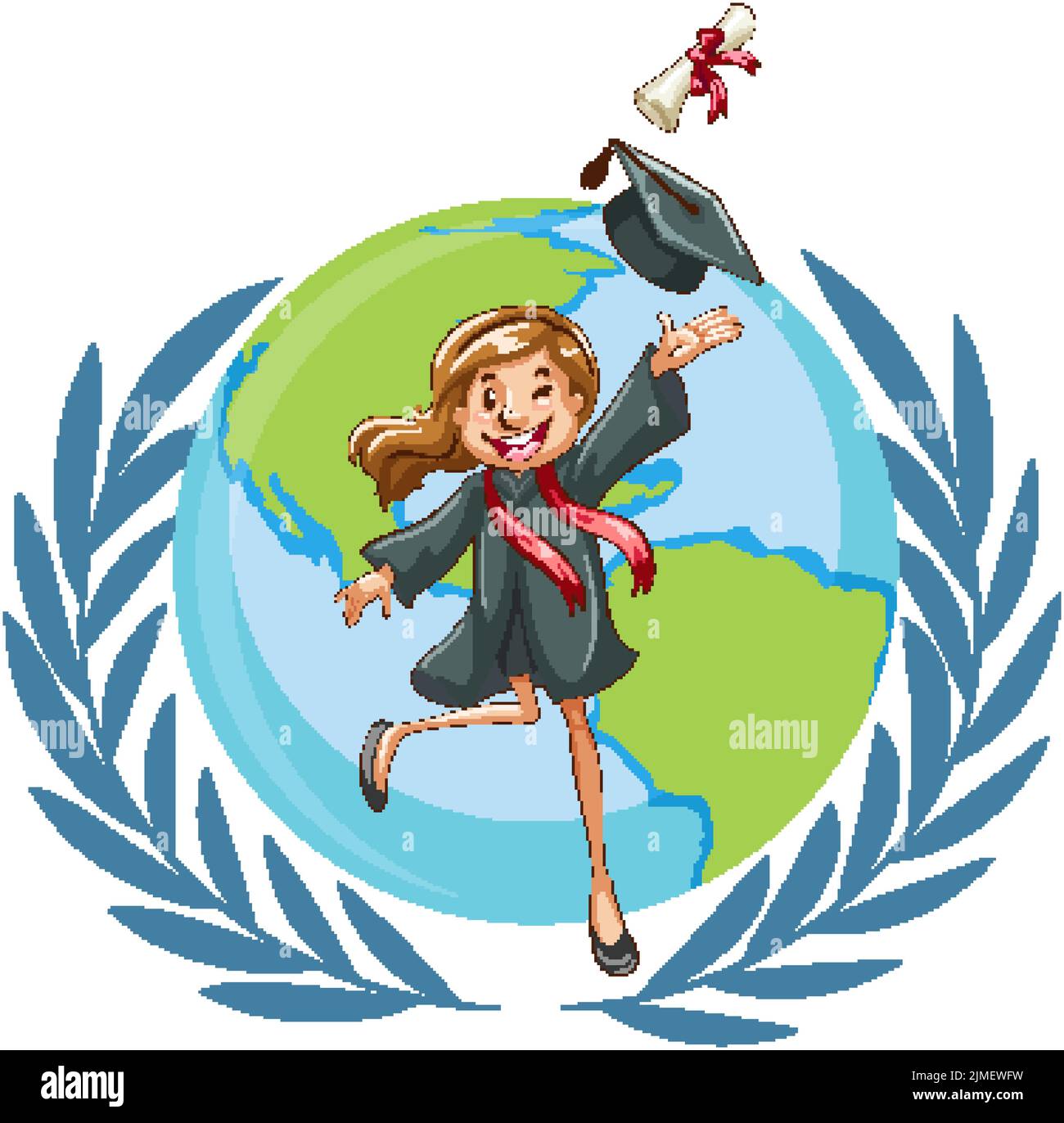 Woman graduate concept vector illustration Stock Vector Image & Art - Alamy