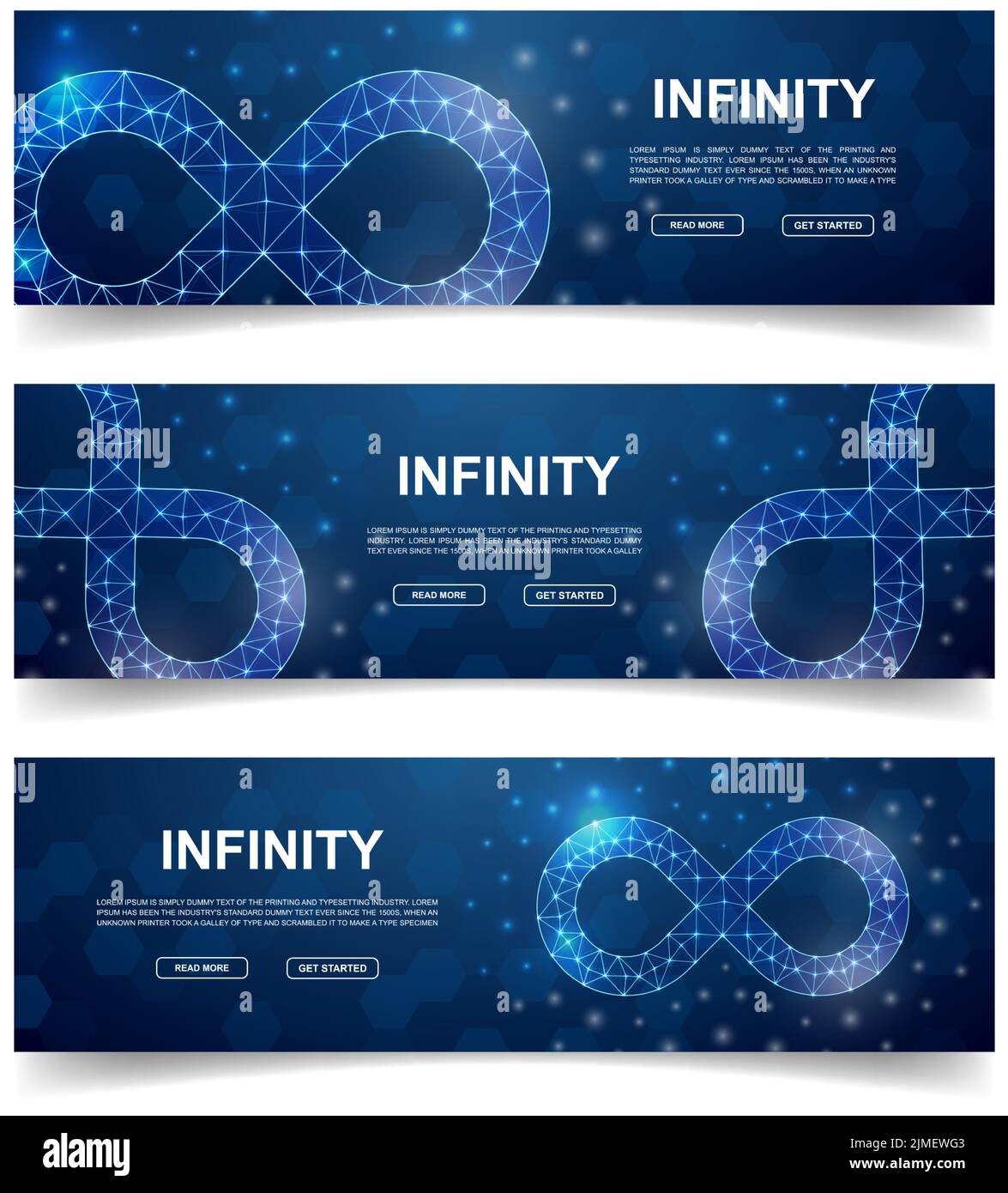 Set of three Infinity horizontal banners. Horizontal illustration for ...