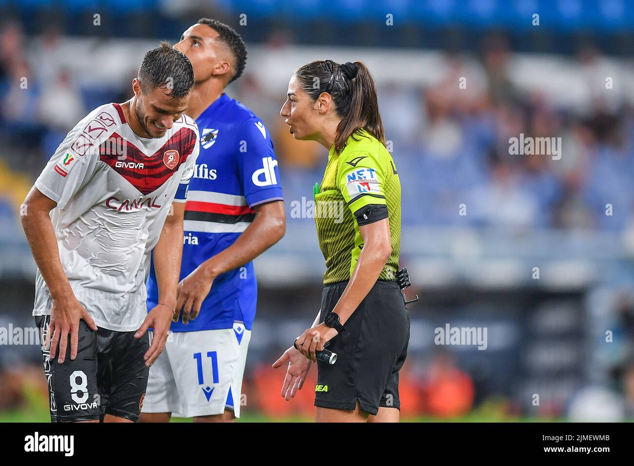 Luigi Ferraris stadium, Genova, Italy, August 05, 2022, Lorenzo Crisetig (Reggina) and The ...