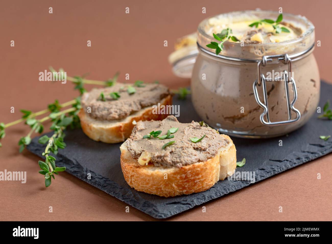 Toasts with homemade liver pate Stock Photo - Alamy