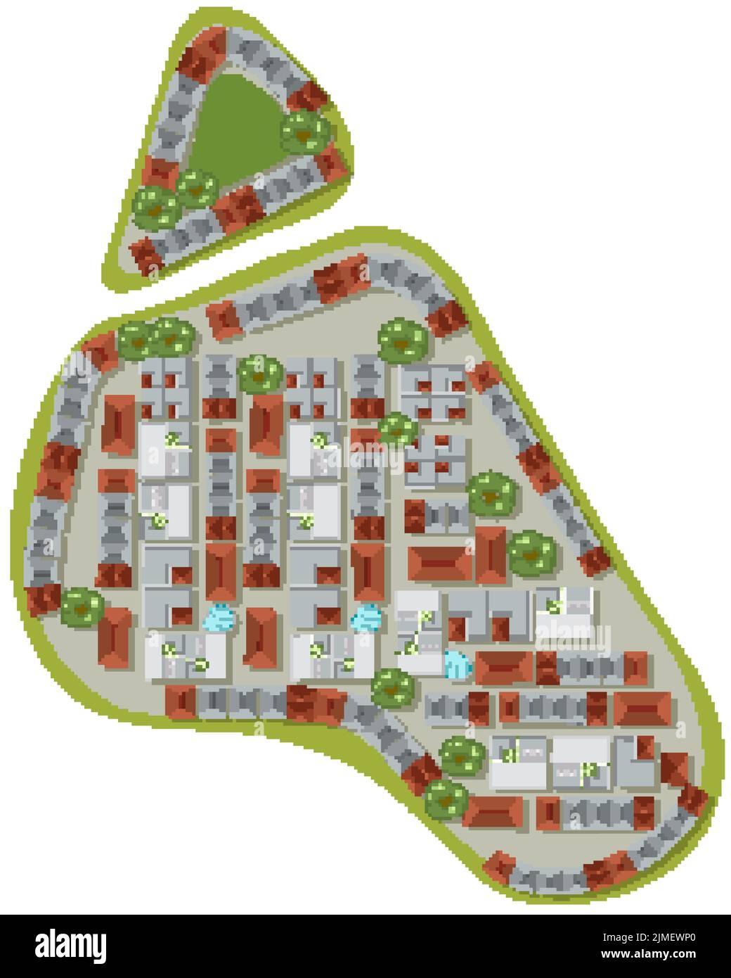 Aerial view of town landscape isolated illustration Stock Vector Image ...