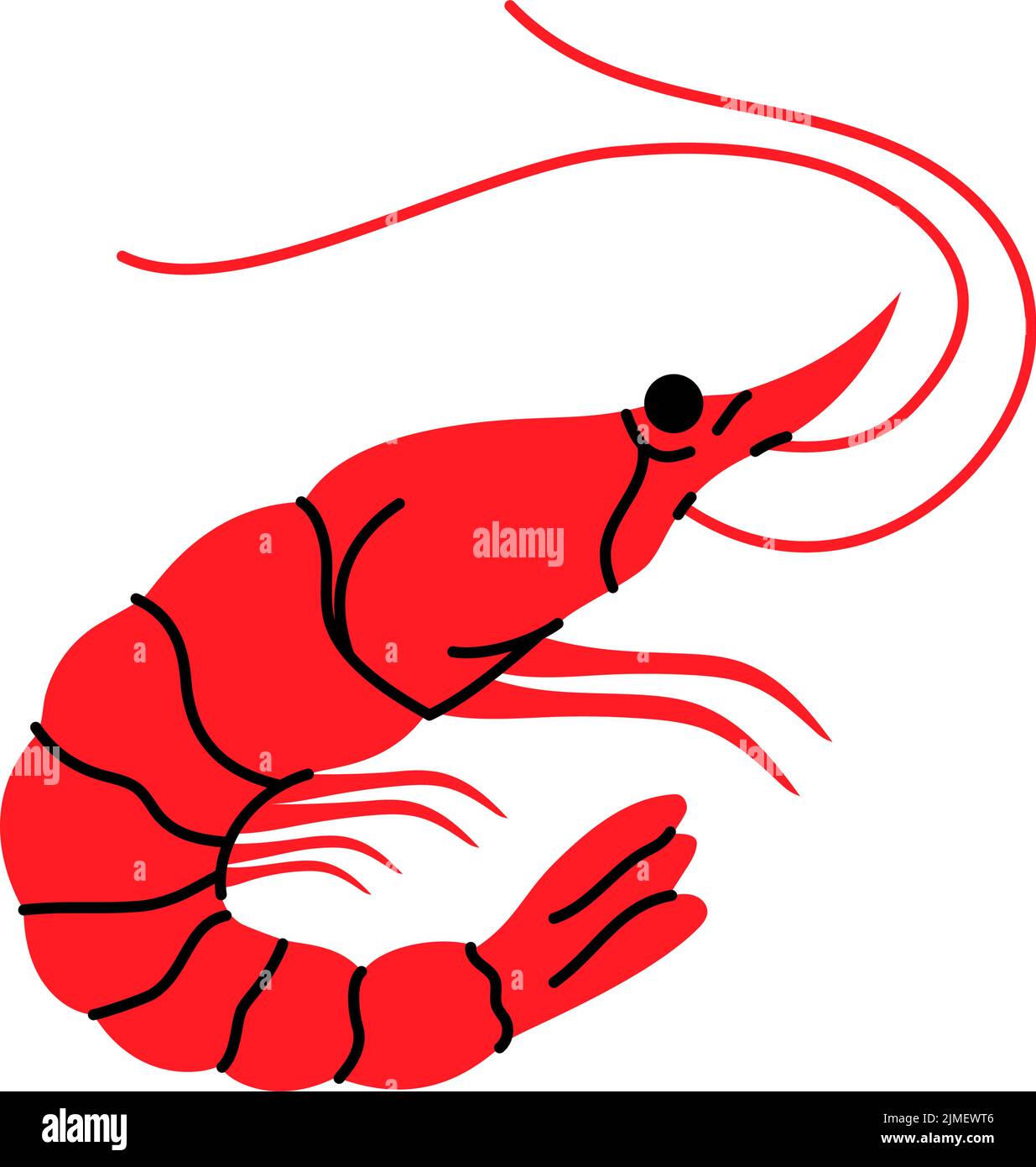 Shrimp silhouette. Shrimp prawn hand drawn illustration. Fresh prawn ...