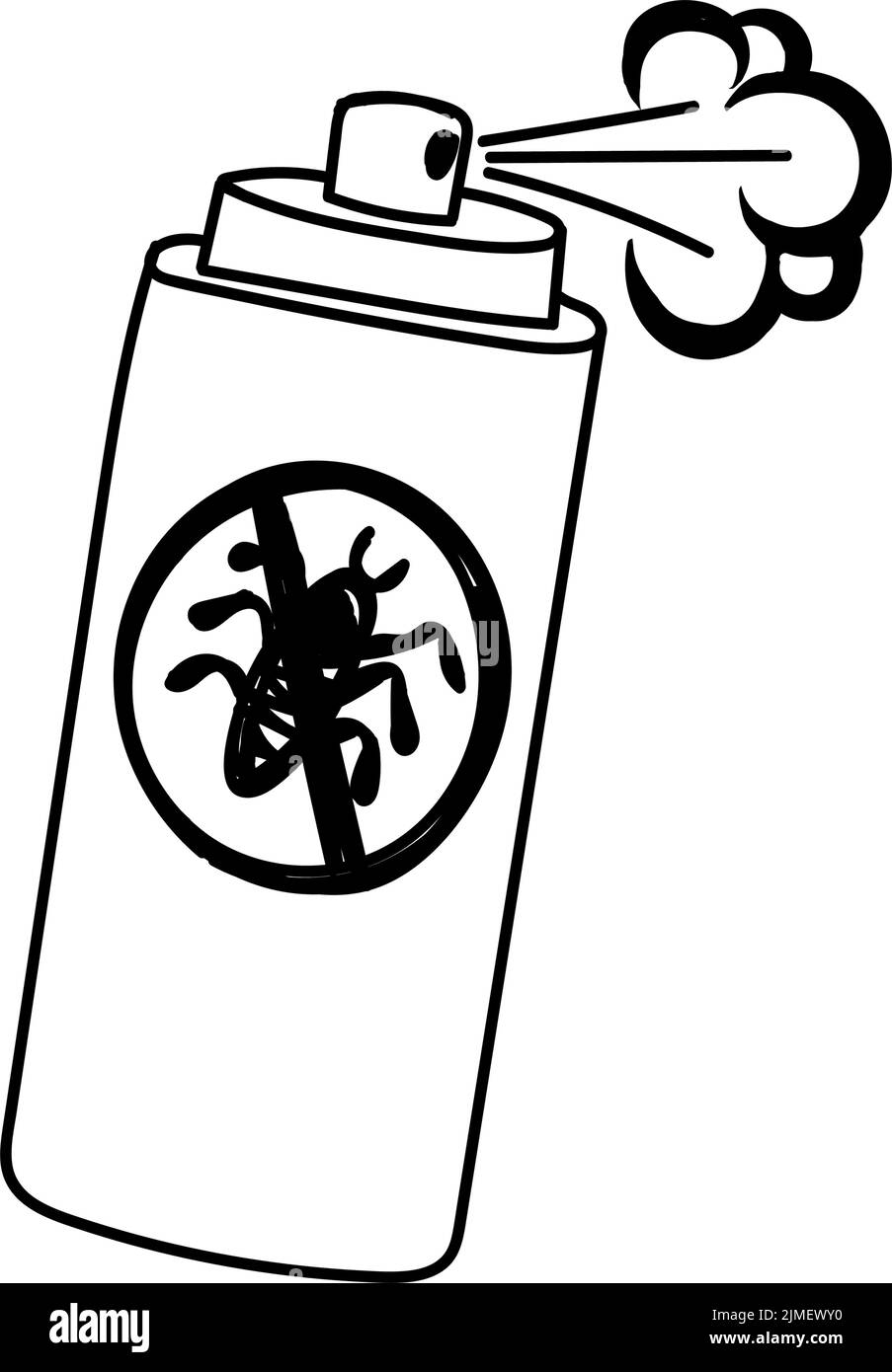 Aerosol can icon, hand-drawn doodle. Insect repellent, killing ...