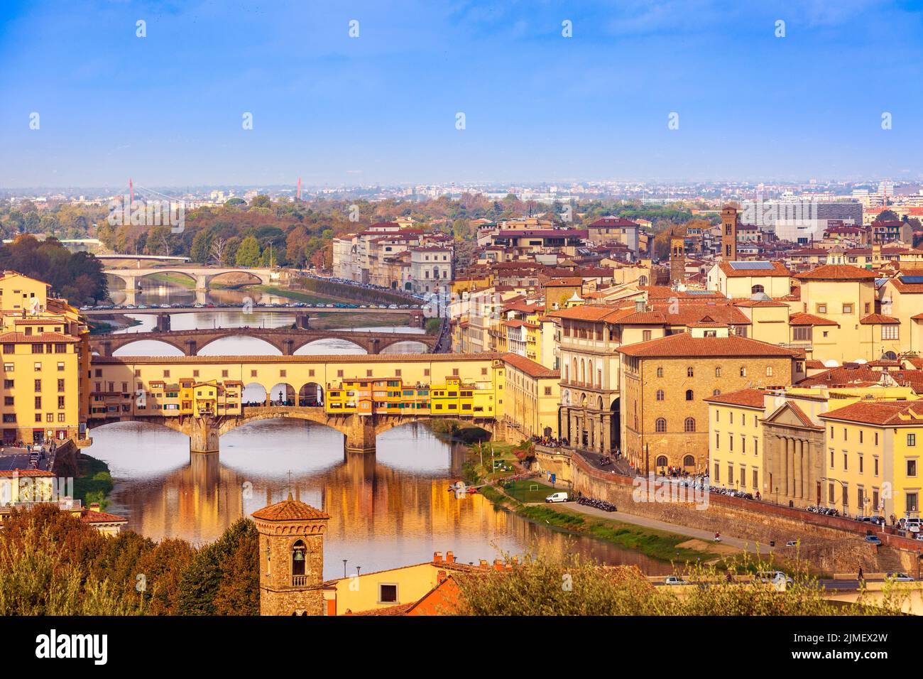 Florence or Firenze, Italy bridges panorama Stock Photo - Alamy