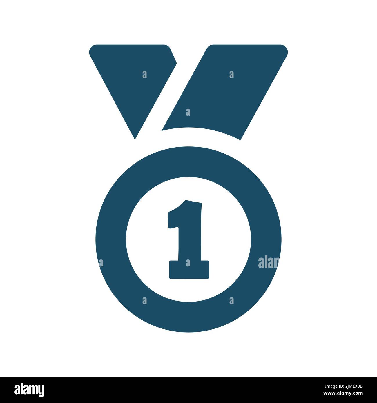High quality dark blue flat medal, award, champion prize icon ...