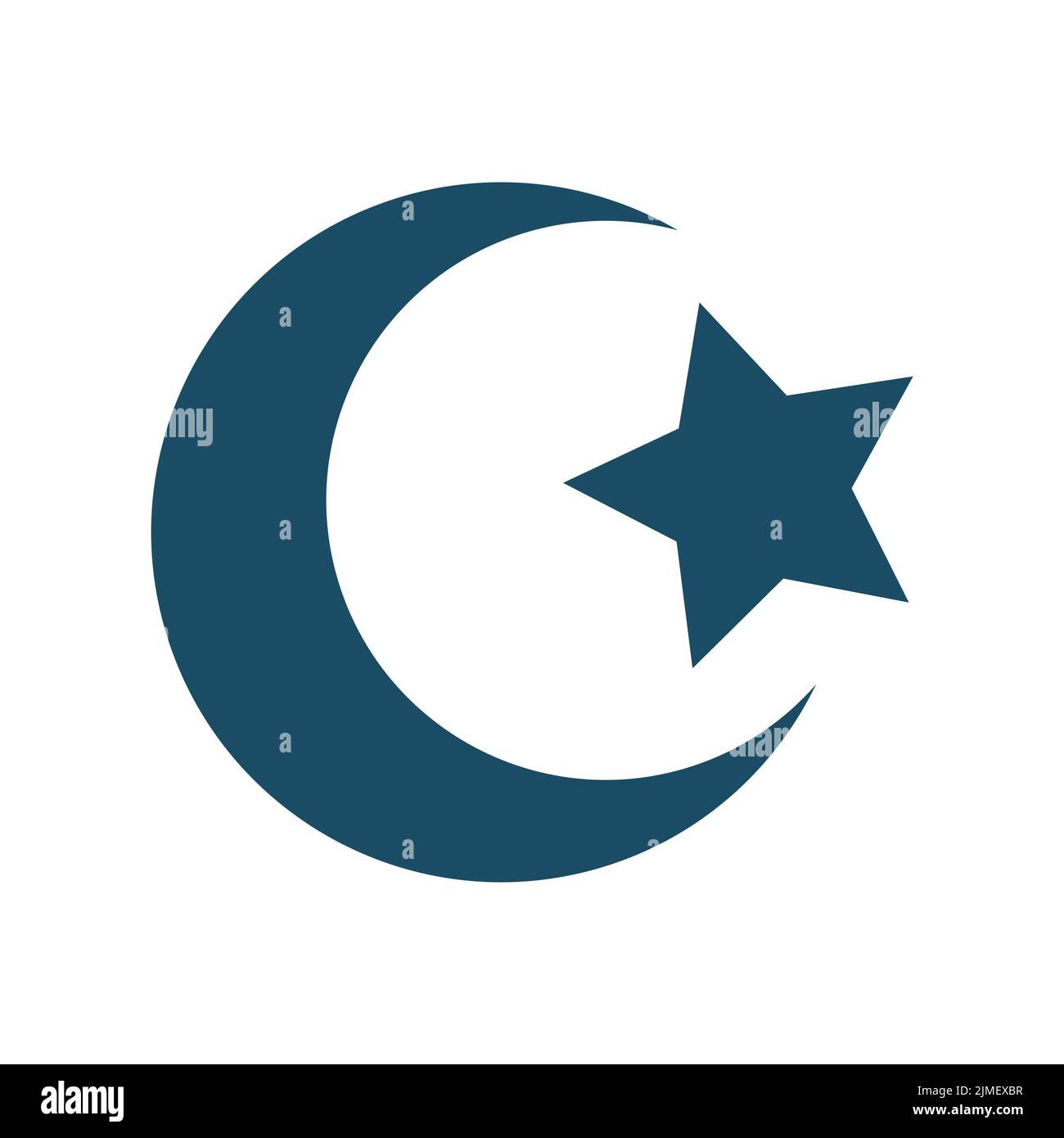 High quality dark blue flat crescent moon and star icon. Pictogram ...