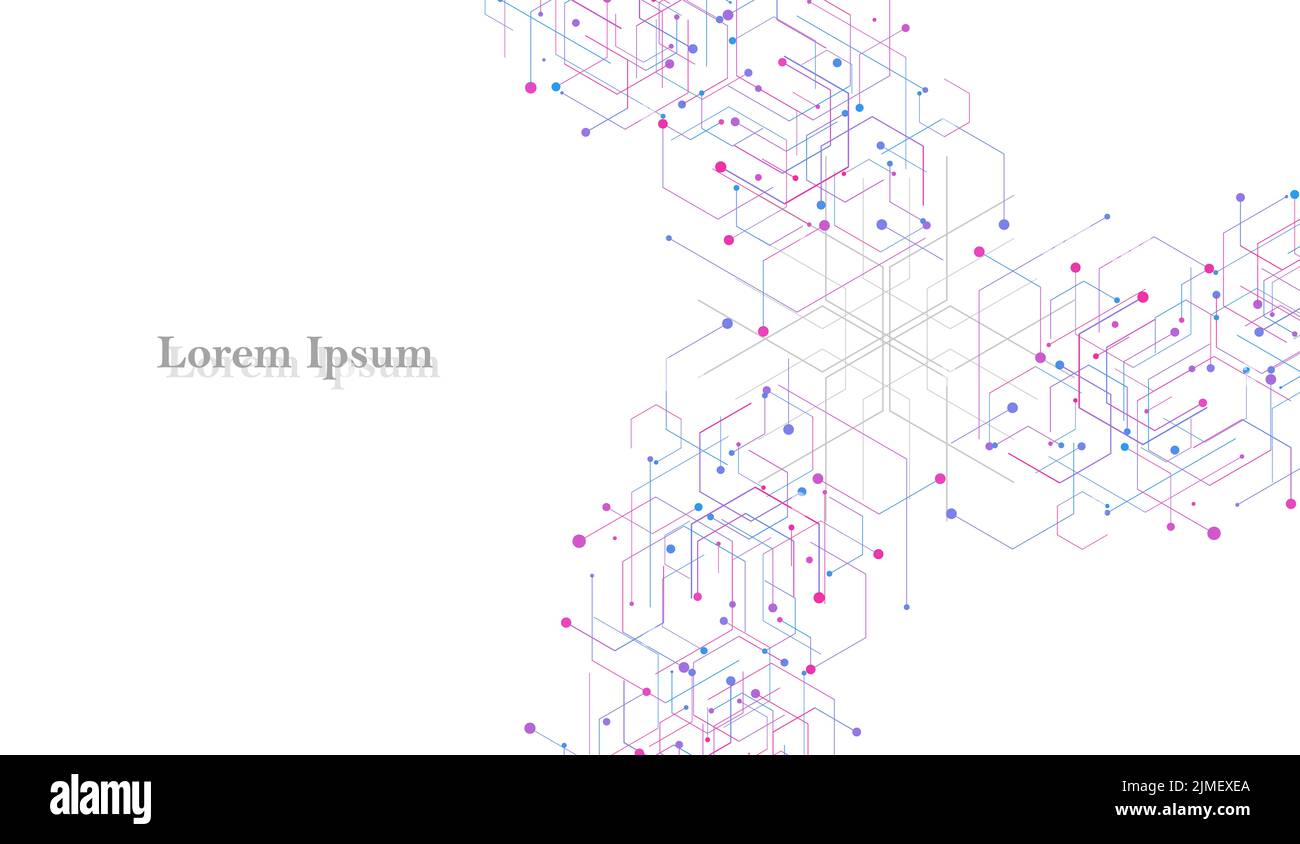 abstract blue pink hexagon, network image, geometric texture background ...