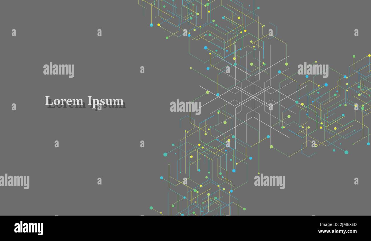 abstract blue yellow hexagon, network image, geometric gray texture ...