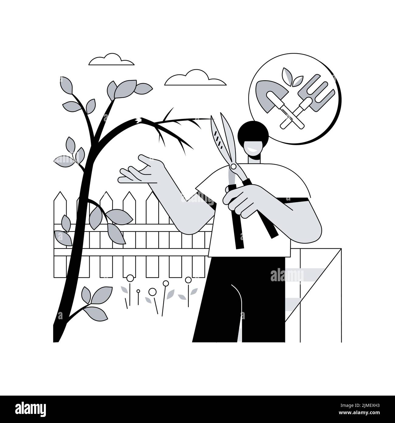 Cutting trees and shrubs abstract concept vector illustration ...