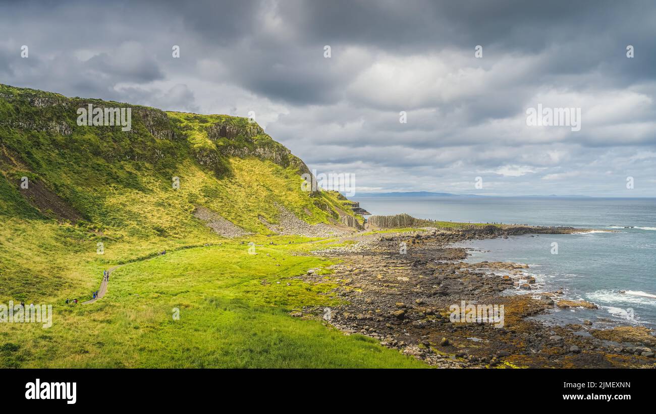 Panoramic view on main hexagonal rock formation, basalt columns in ...