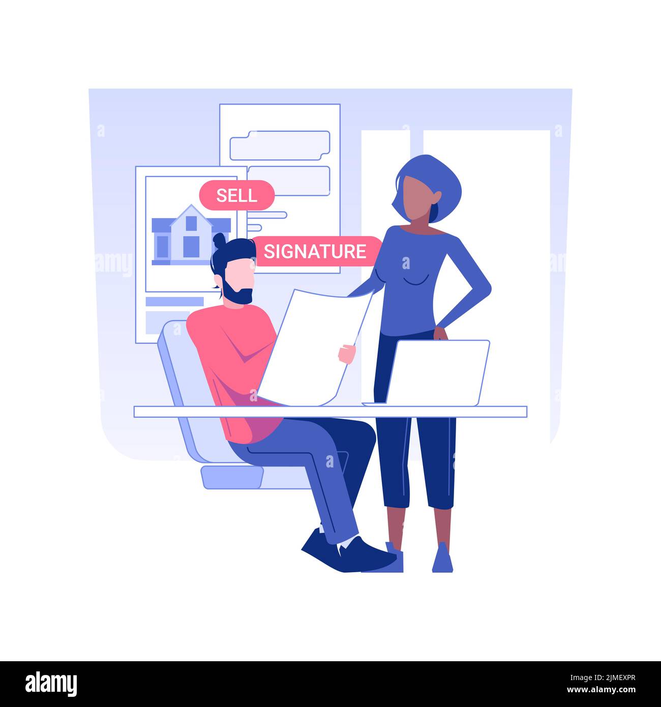 Closing the loan isolated concept vector illustration. Person signs a ...