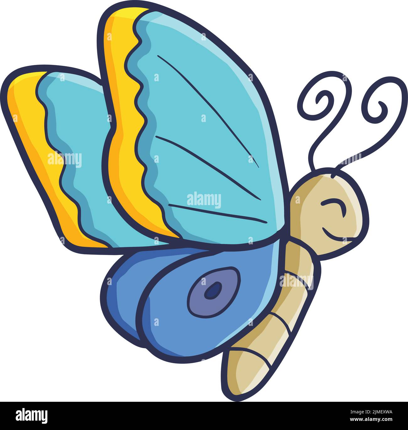 A vector illustration of a colorful butterfly smiling isolated on a ...