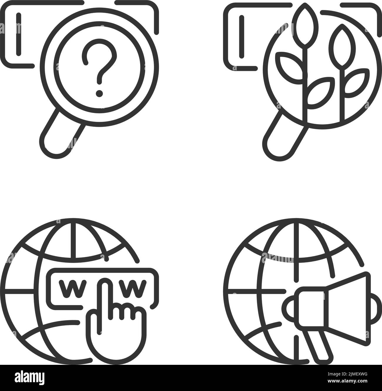 Search engine marketing pixel perfect linear icons set Stock Vector ...