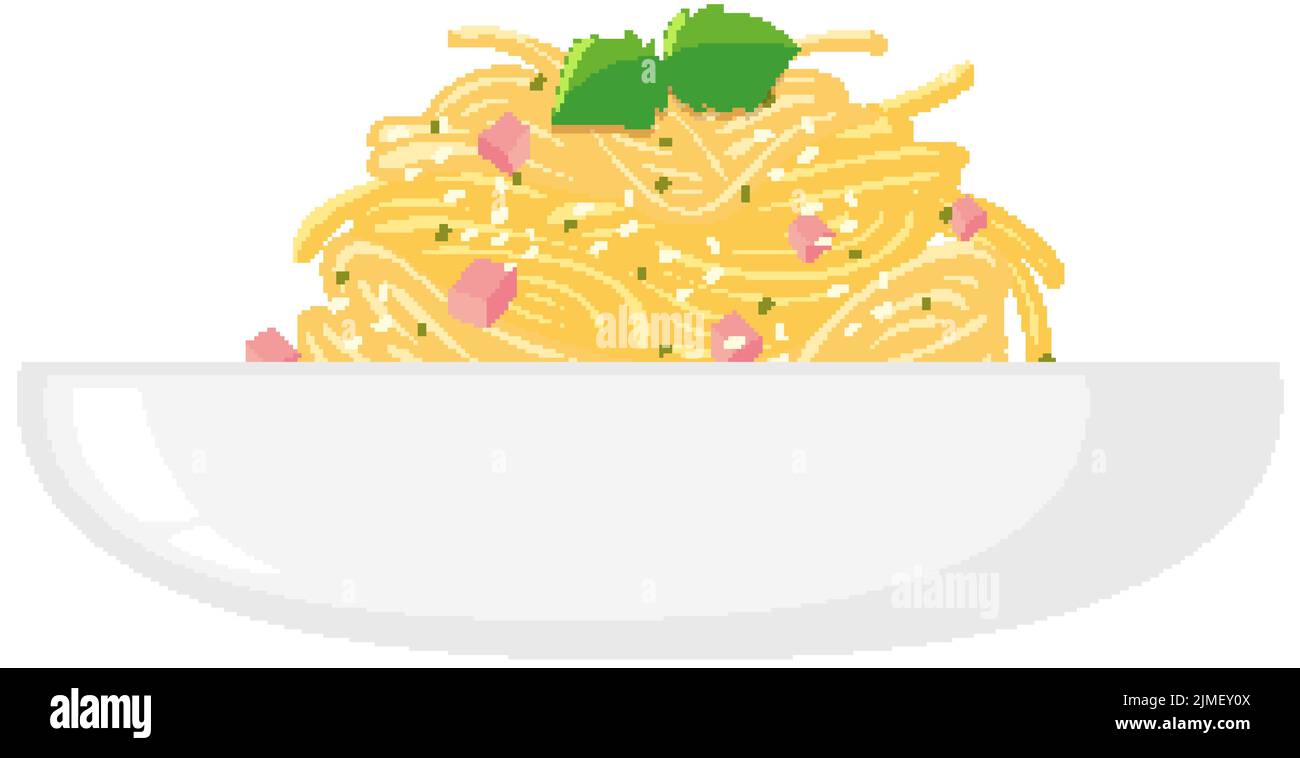 Spaghetti carbonara in a bowl illustration Stock Vector Image & Art - Alamy