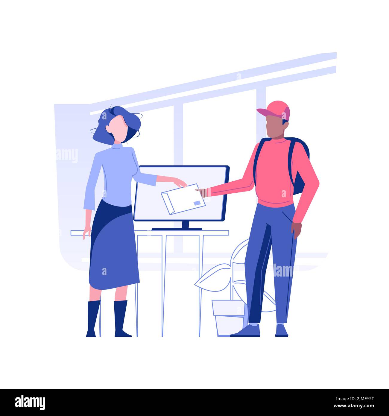 Documents delivery isolated concept vector illustration. Smiling ...